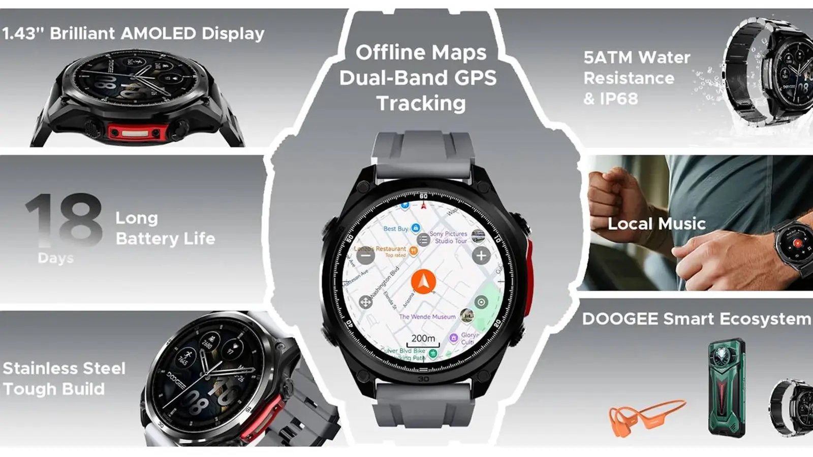 Anywise W1 Pro: reloj inteligente con GNSS y mapas por $170